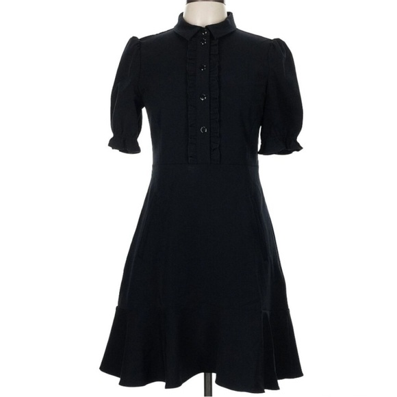 ME+EM | Dresses | Meem Black Ruffle Front Fit And Flare Dress | Poshmark